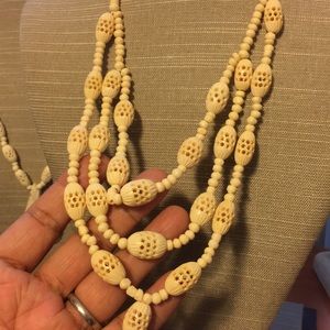 Jewelry | Vintage Carved Bone Ivory Color Necklace | Poshmark